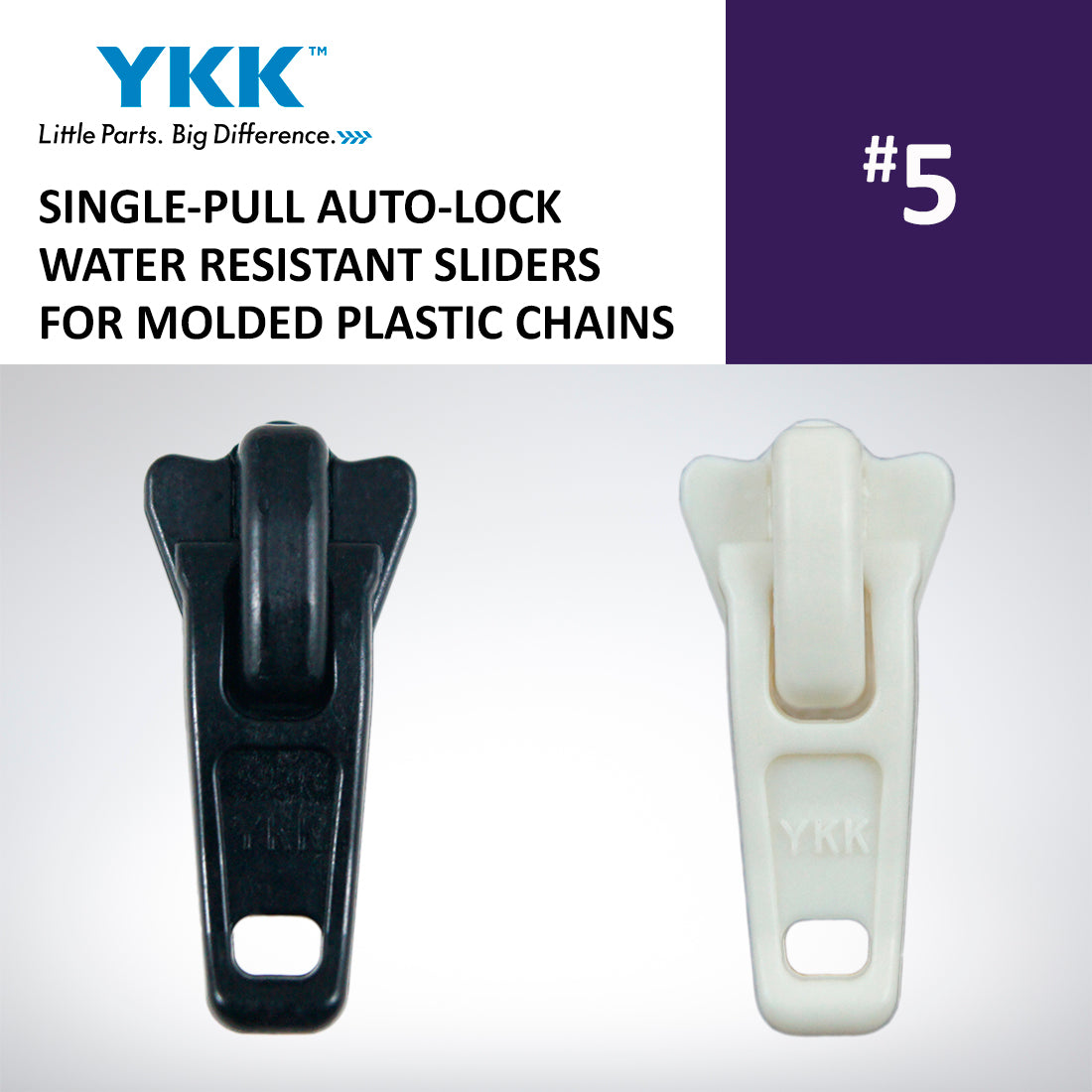 SINGLE-PULL AUTO-LOCK YKK WATER RESISTANT SLIDERS MOLDED PLASTIC ...